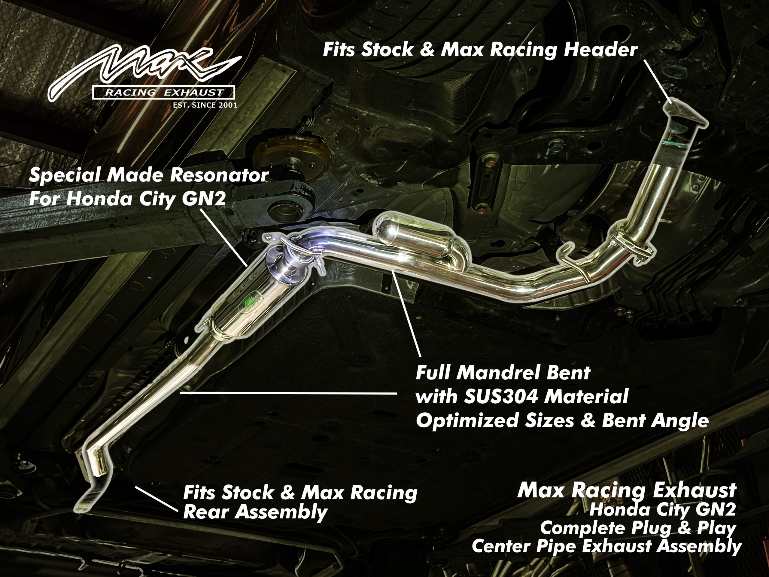 Max Racing Exhaust Honda City GN2 & Honda City RS EHEV GN3 Plug & Play ...